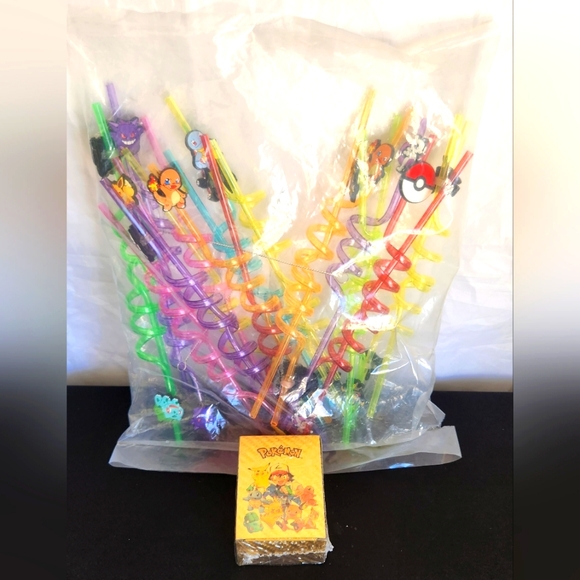 Source Unknown | Other | Pokemon Party Favor Straws Pokemon Gold Cards ...